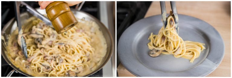 Creamy Mushroom and Bacon Pasta • Just One Cookbook