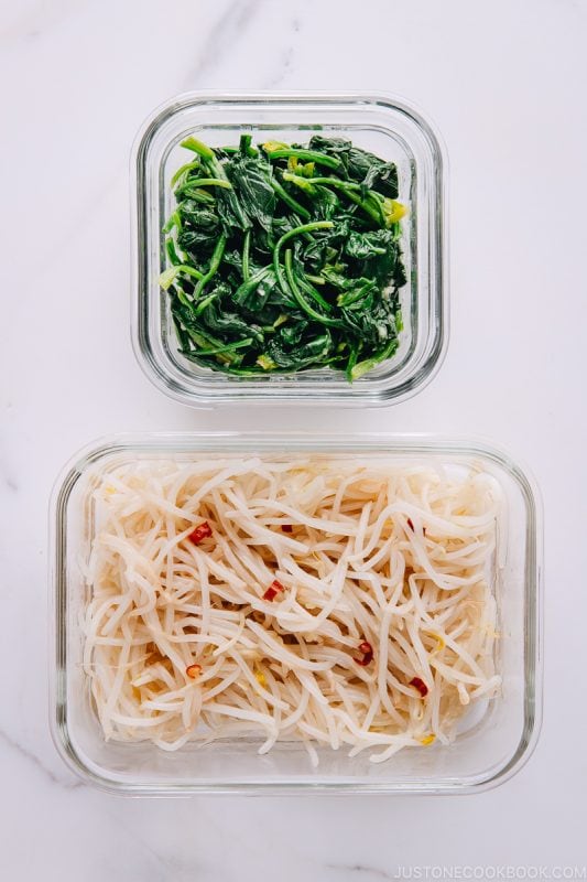 Spinach Namul and Bean Sprout Namul ほうれん草ともやしのナムル • Just One Cookbook