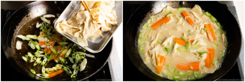 Japanese Simmered Egg and Yuba Tofu Skin (Tamagotoji) 湯葉の卵とじ • Just One ...