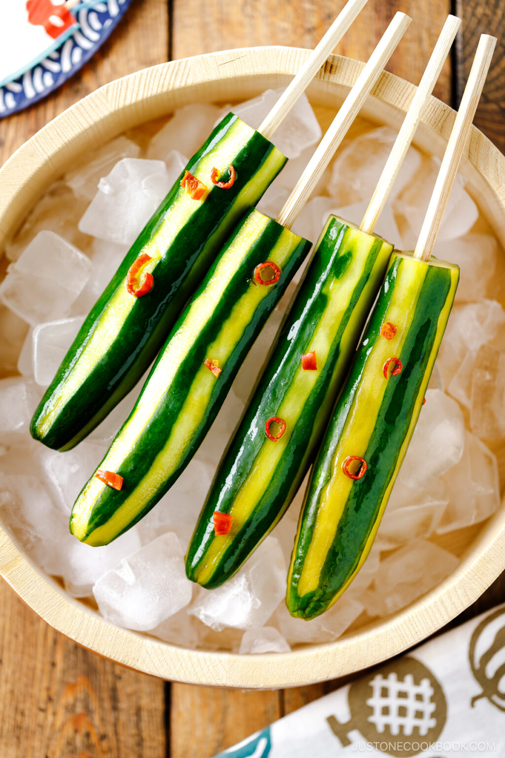Japanese Pickled Cucumber on a Stick • Just One Cookbook
