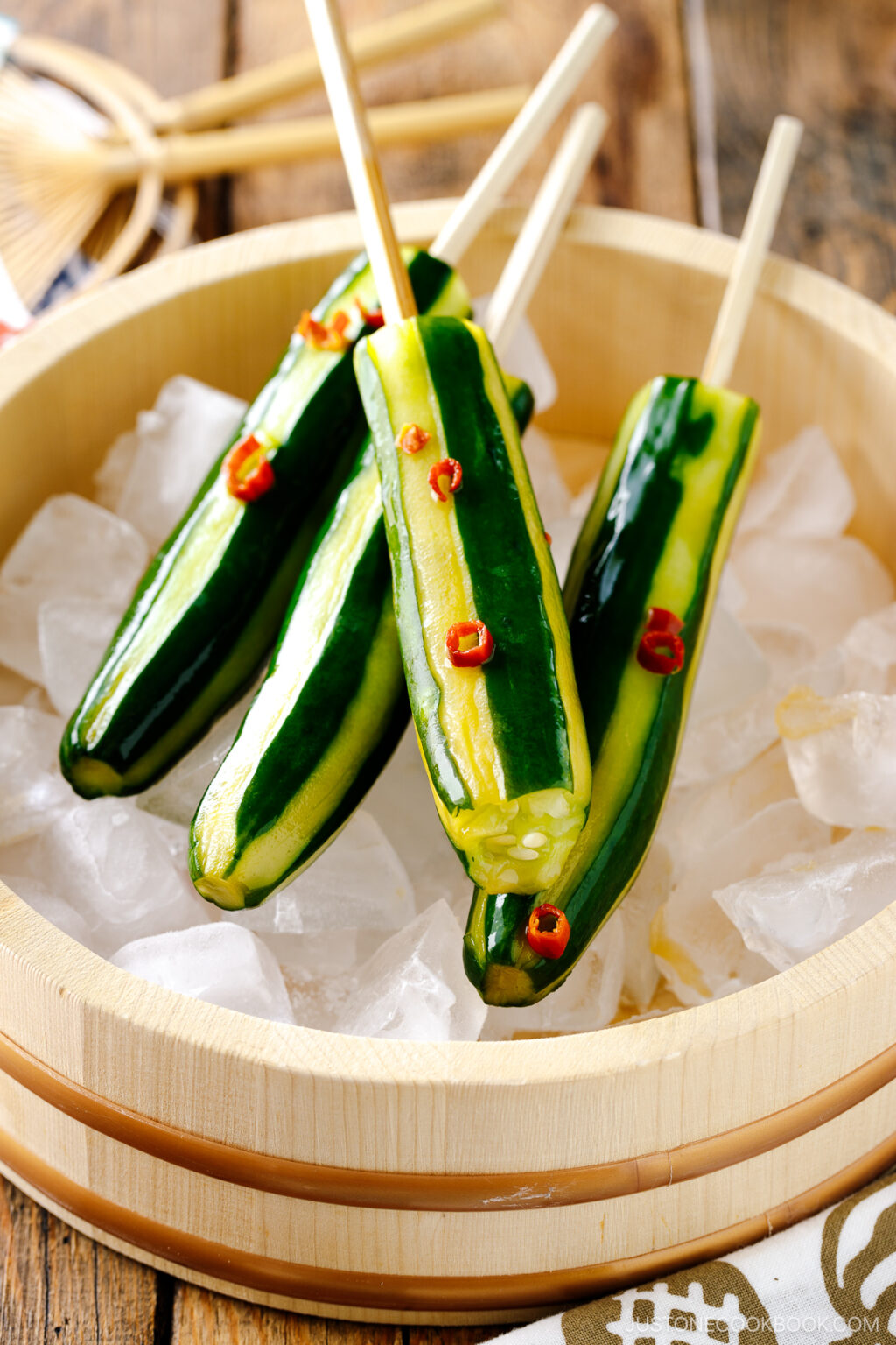 Japanese Pickled Cucumber on a Stick • Just One Cookbook