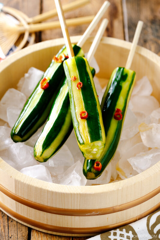 Japanese Pickled Cucumber on a Stick • Just One Cookbook