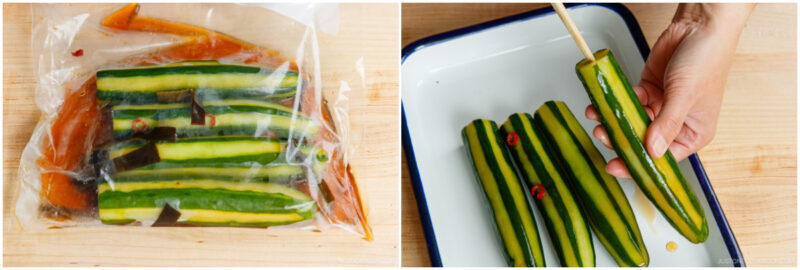 Japanese Pickled Cucumber on a Stick • Just One Cookbook