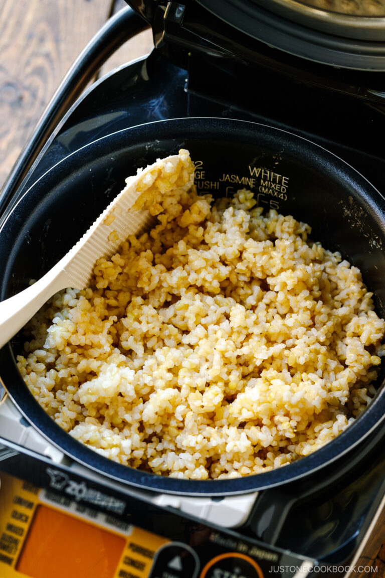 How to Cook Short-Grain Brown Rice in a Rice Cooker 玄米 • Just One Cookbook