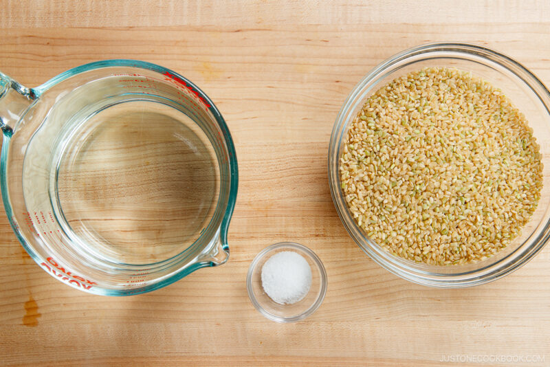 How to Cook Short-Grain Brown Rice in a Rice Cooker 玄米 • Just One Cookbook