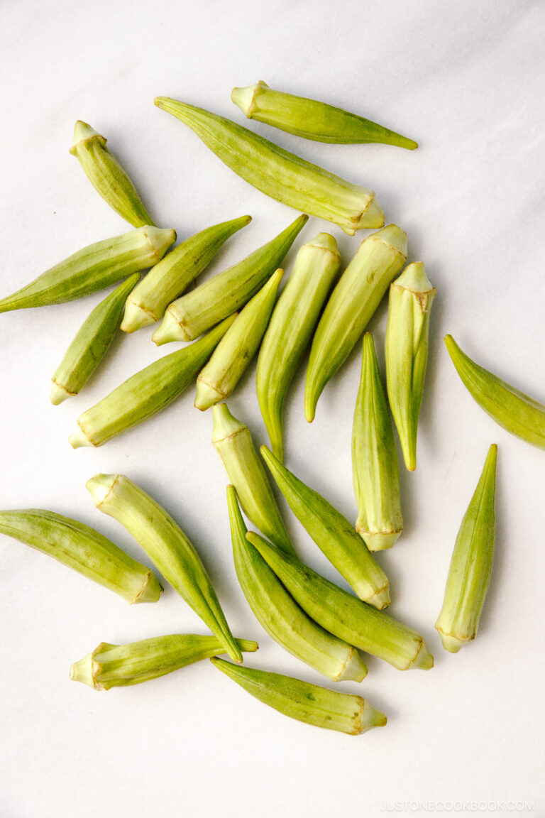 Okra with Ginger Soy Sauce オクラの生姜醤油和え • Just One Cookbook