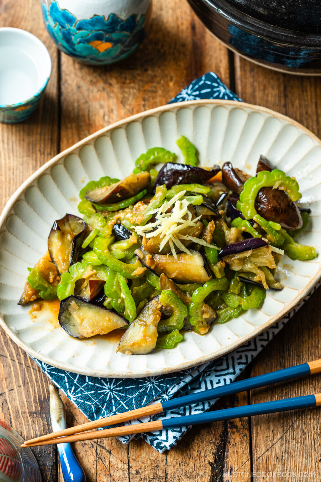 Stir-Fried Bitter Melon and Eggplant with Miso • Just One Cookbook