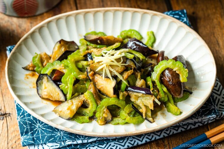 Stir-Fried Bitter Melon and Eggplant with Miso • Just One Cookbook