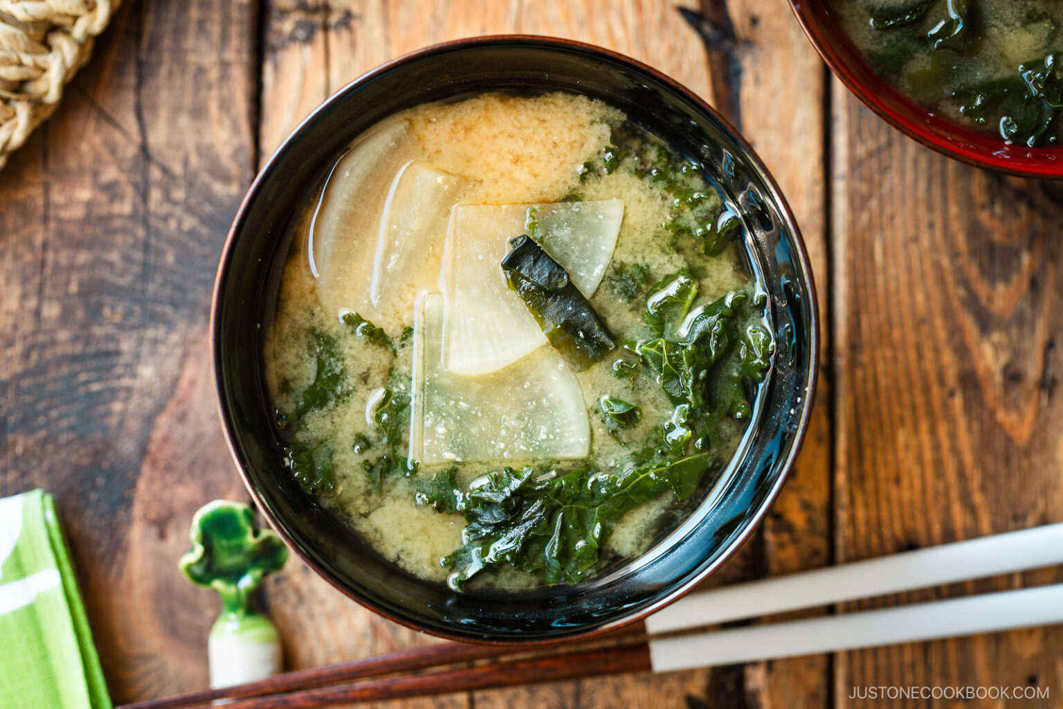Kale Daikon Miso Soup • Just One Cookbook