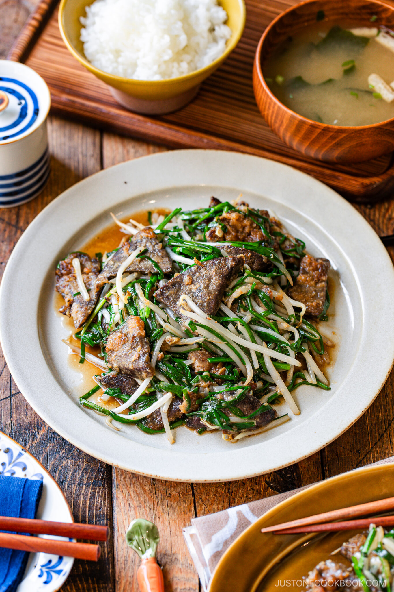 Stir-Fried Pork Liver and Garlic Chives (Nira Reba) レバニラ炒め • Just One ...