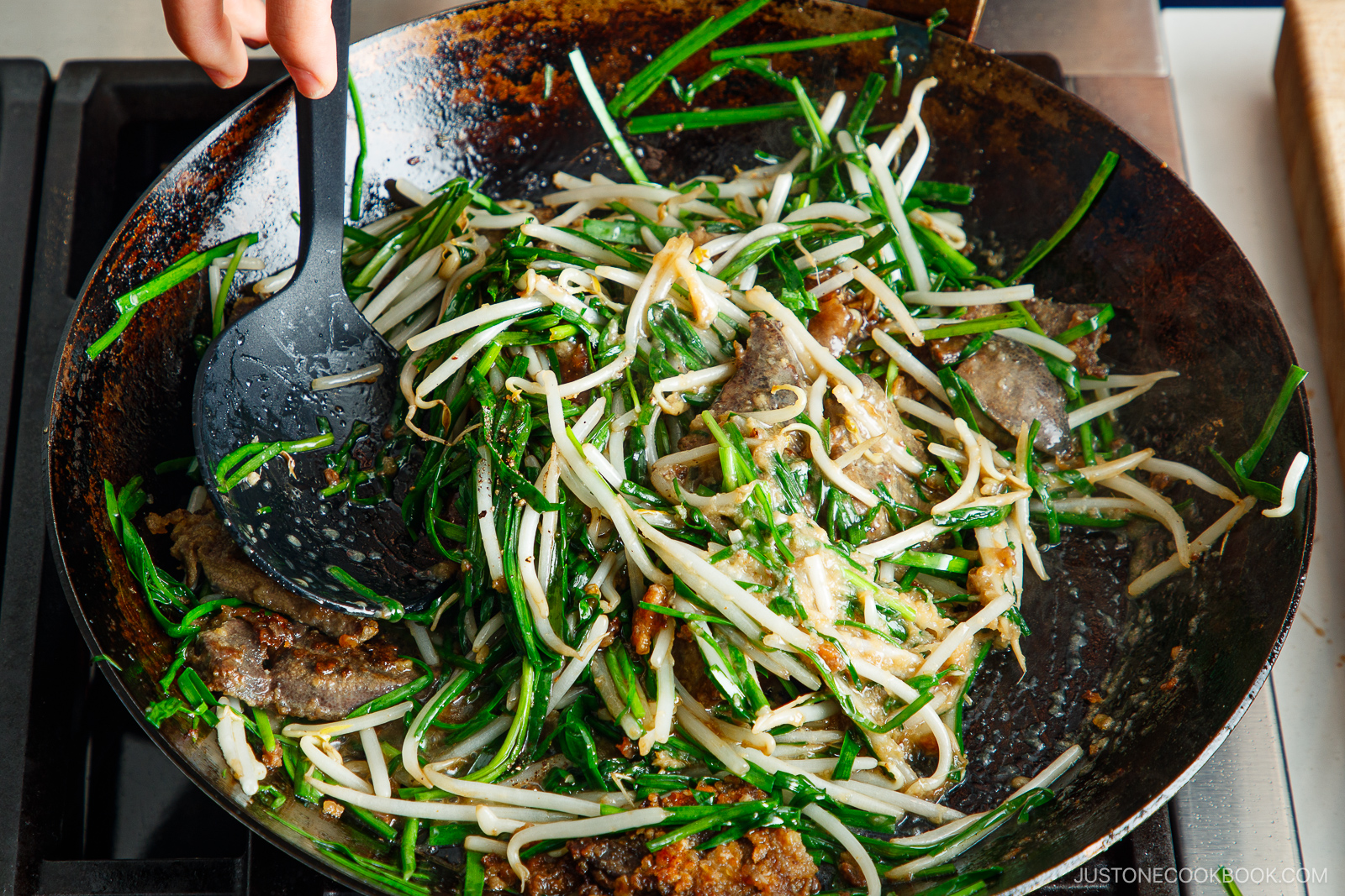 Stir-Fried Pork Liver and Garlic Chives (Nira Reba) レバニラ炒め • Just One ...