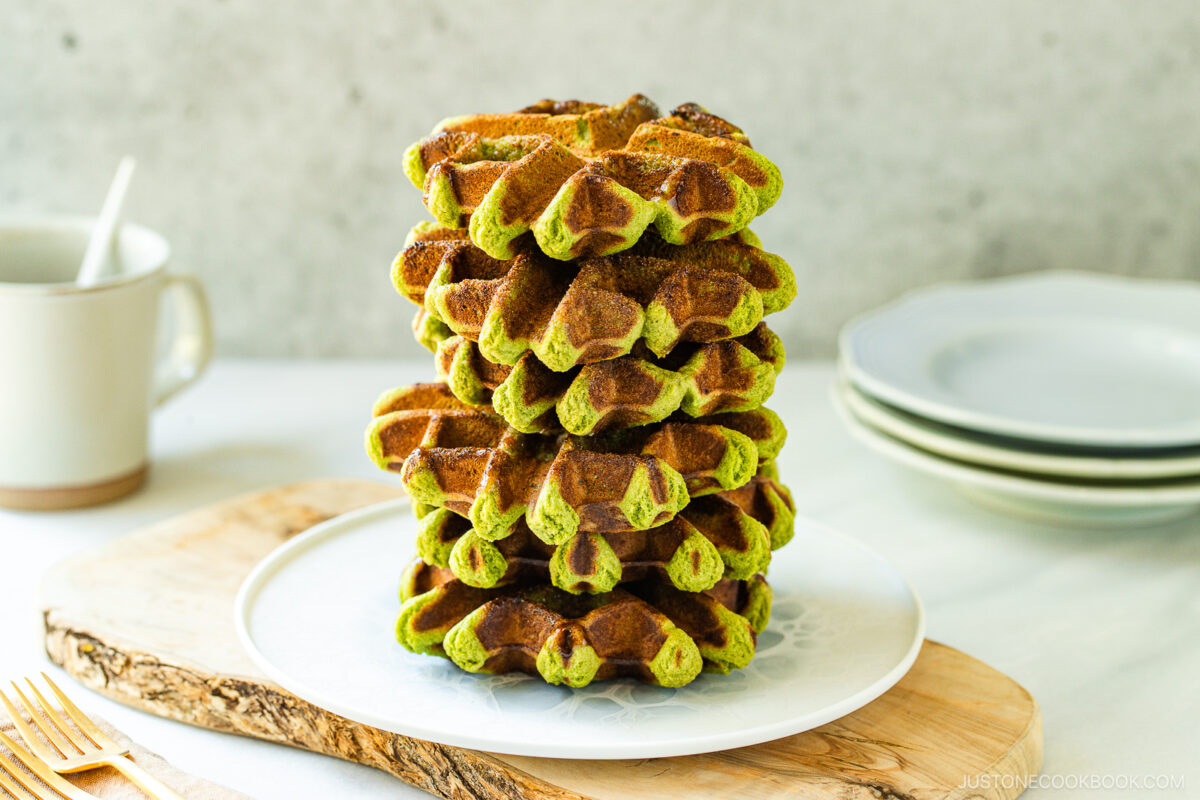 Matcha Mochi Waffles • Just One Cookbook